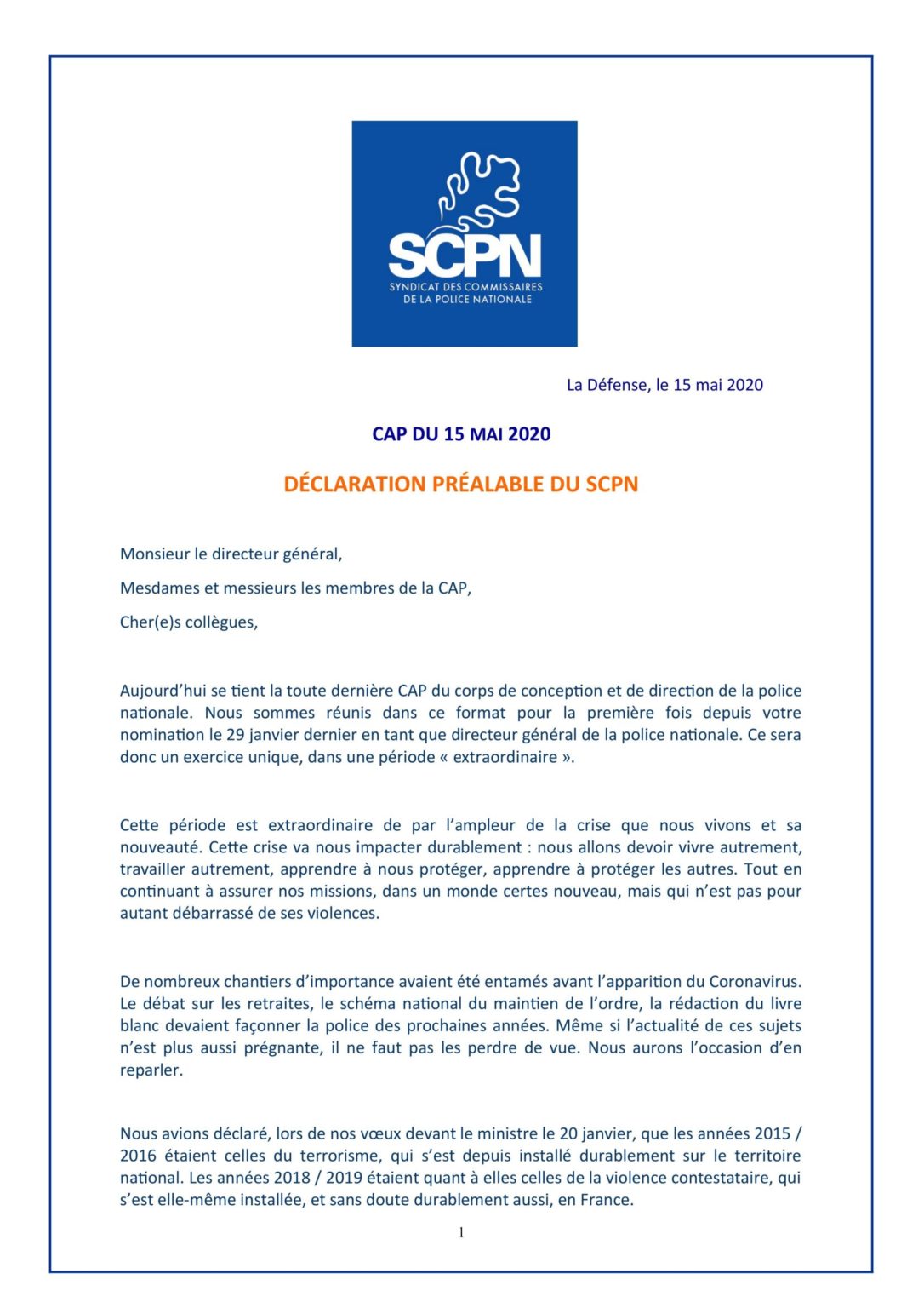 Déclaration préalable CAP 15-05-2020 – Syndicat des Commissaires de la ...